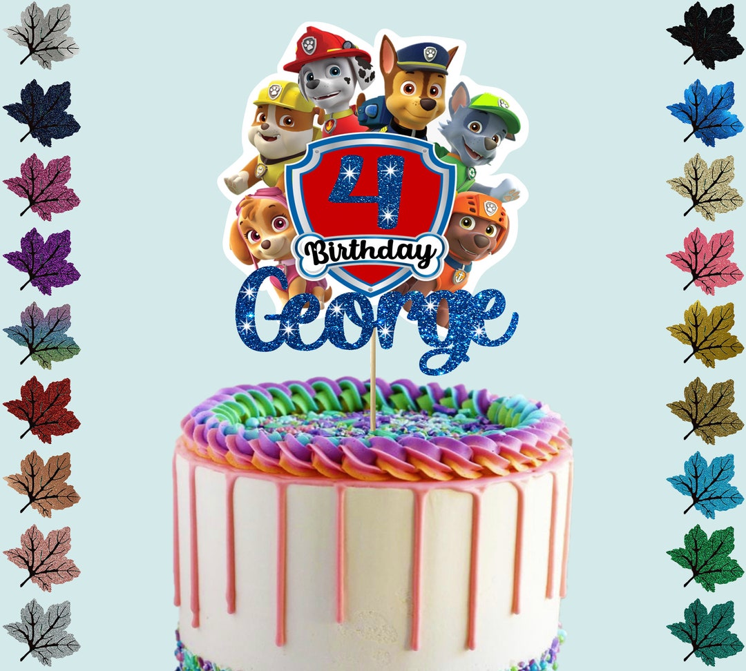 Paw Personalised Glitter Cake Topper - Etsy