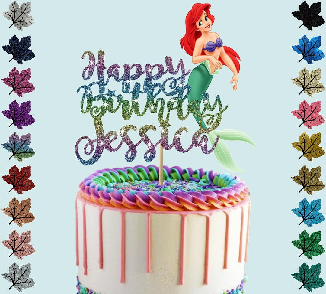 Mermaid Personalised Glitter Cake Topper - Etsy