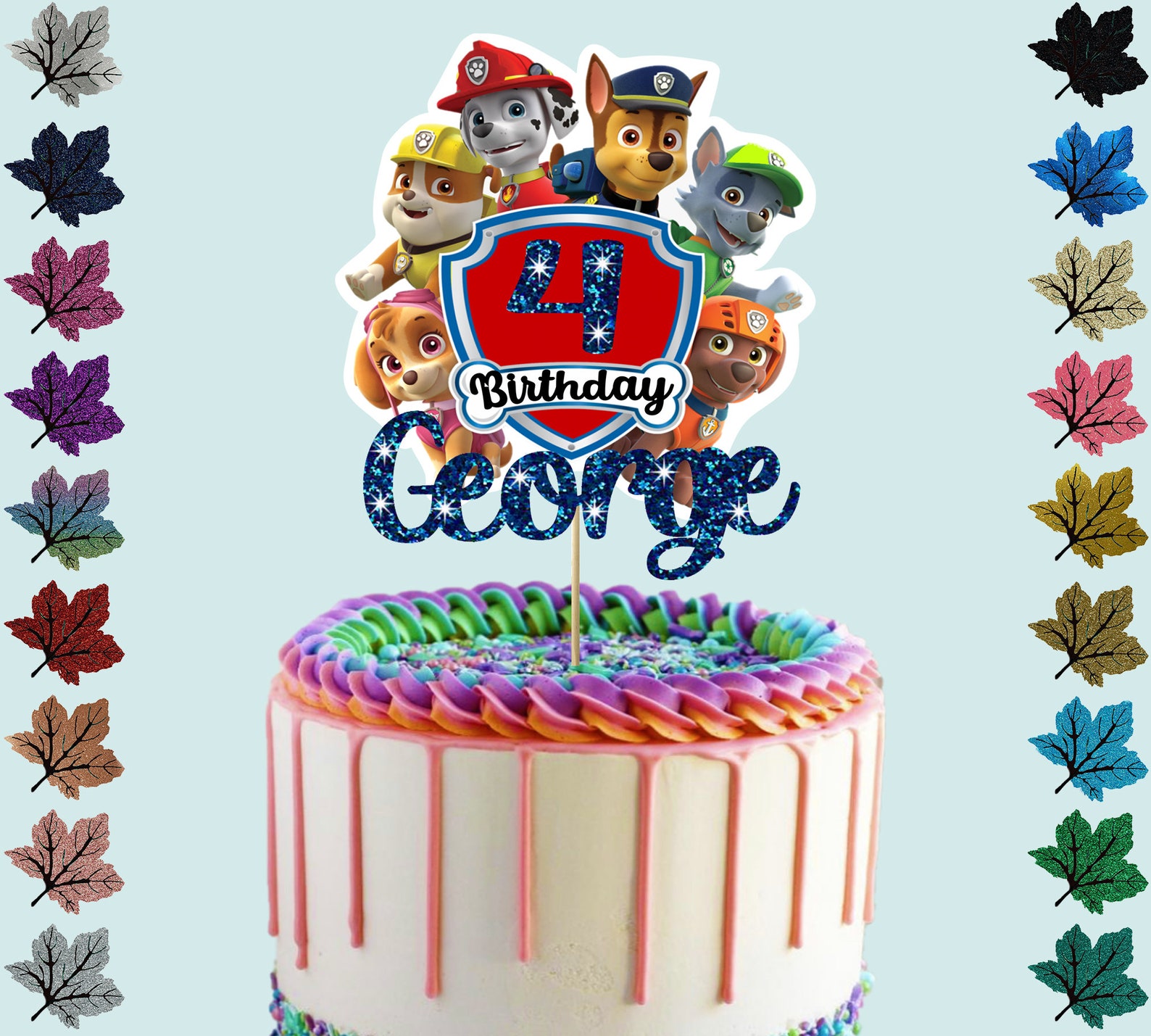 Paw Personalised Glitter Cake Topper - Etsy
