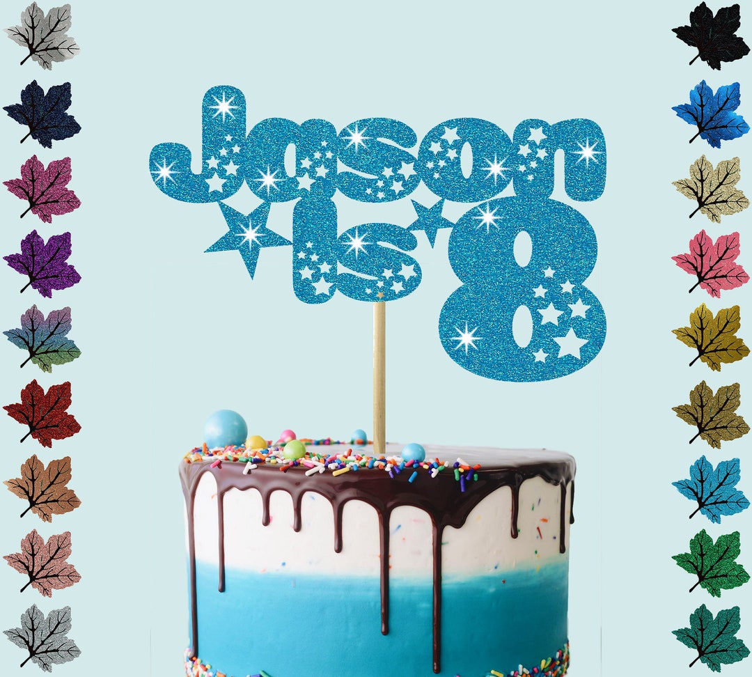 Personalised Birthday Glitter Cake Topper With Any Name and Age - Etsy