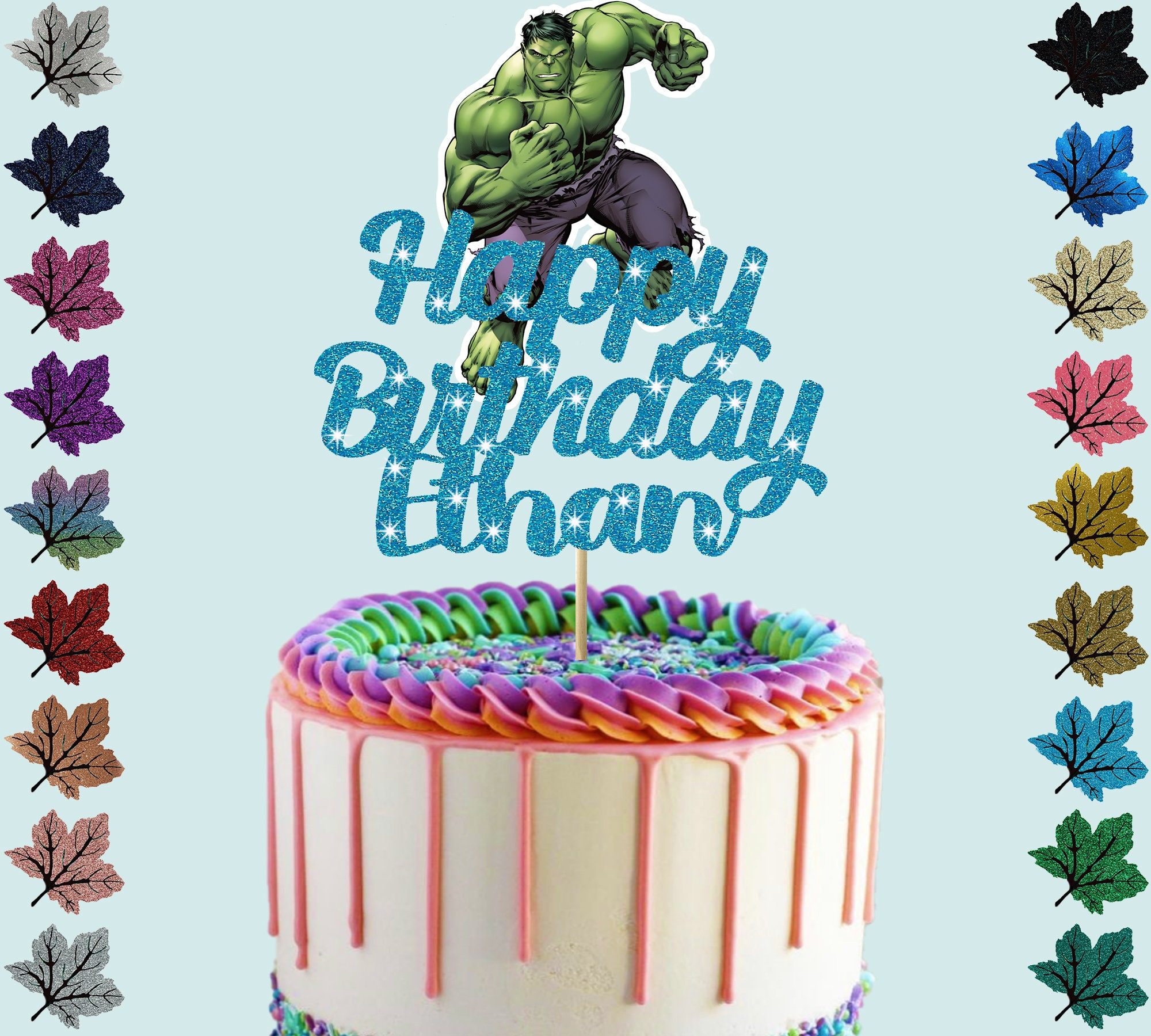 HULK Personalised Glitter Cake Topper - Etsy