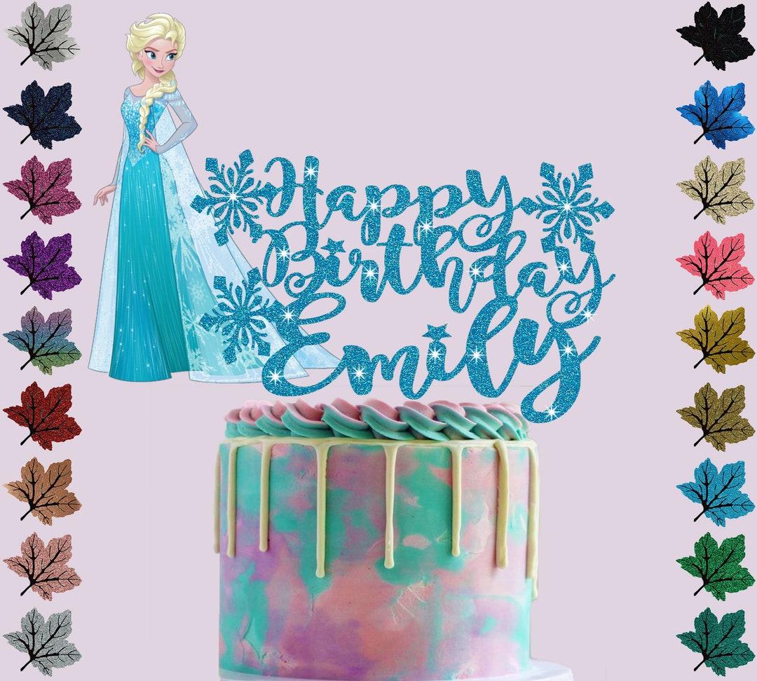 ELSA Personalised Glitter Cake Topper - Etsy