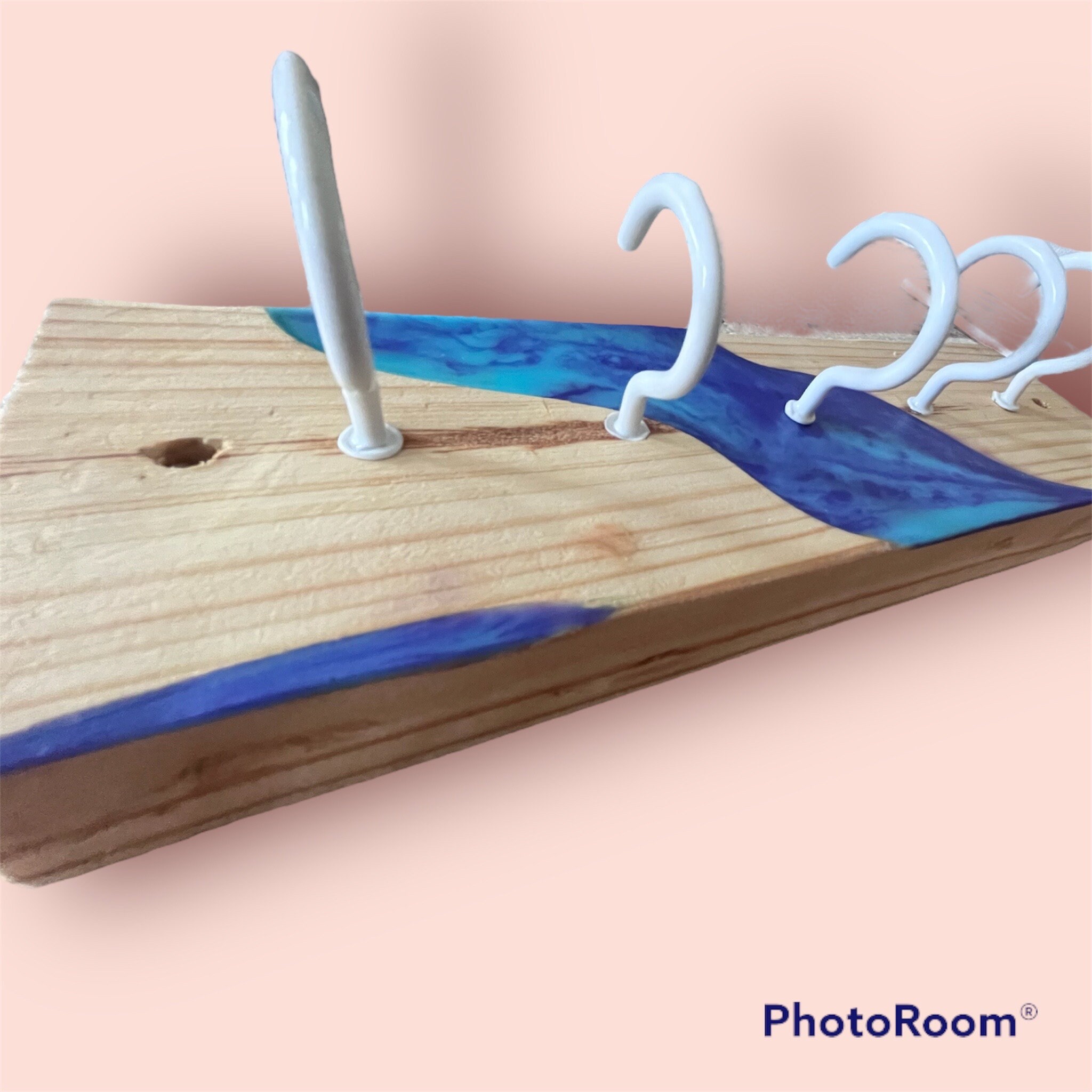 Personalized Modern Rectangular Key Hook Epoxy Resin Wall Mounted 5 ...