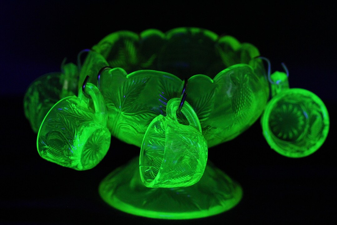 Mini Punch Bowl and Teeny Tiny Cups Mosser Glass (vaseline) - Etsy