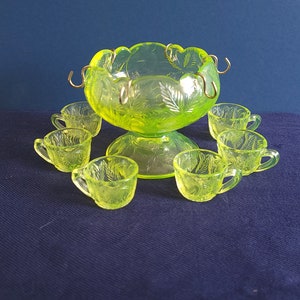 Mini Punch Bowl and Teeny Tiny Cups Mosser Glass (vaseline) - Etsy