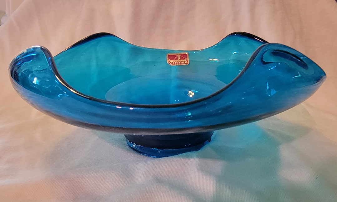 Viking Blunique Candy Dish With Folded Cornere - Etsy