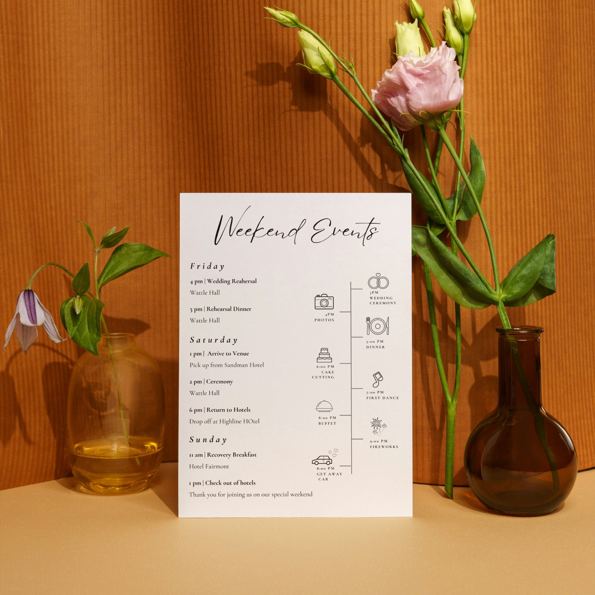 Editable Canva Wedding Timeline Template, Wedding Weekend Program and ...