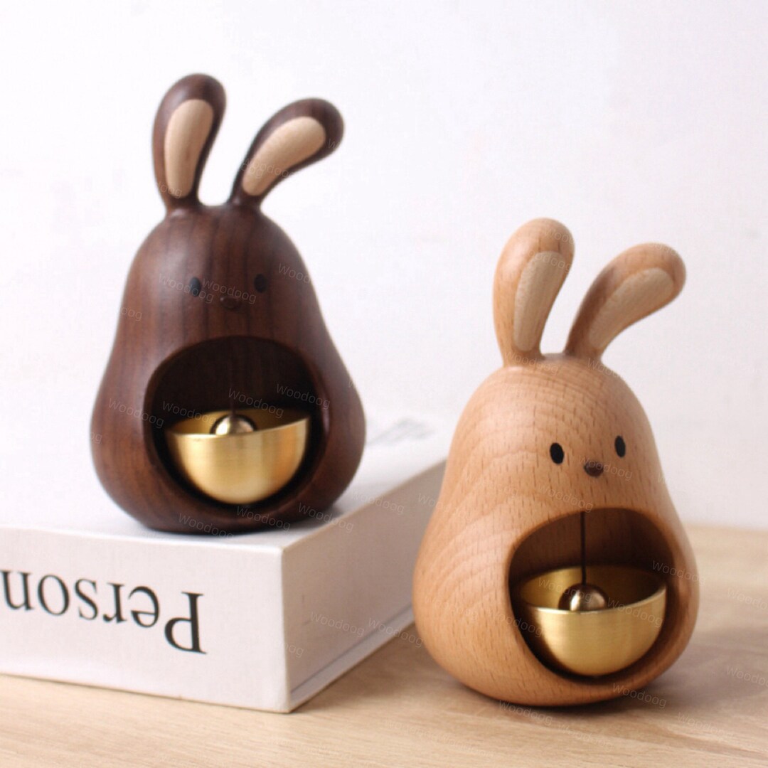 Wooden Cute Rabbit Doorbell Creative Front Door Decor Clock Doorbell ...