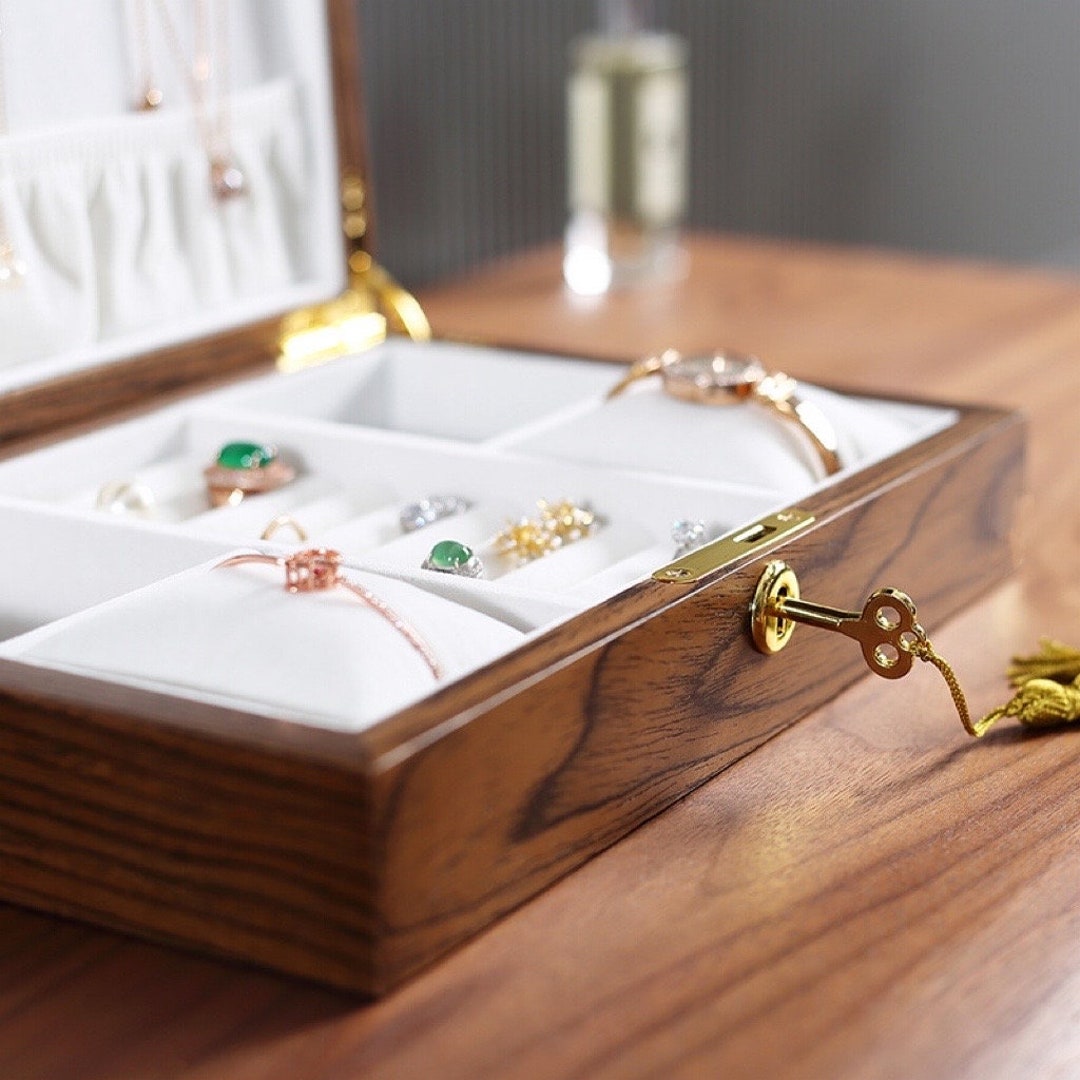 Key Lock Wood Box, Jewel Box, Jewelry Box, Wood Jewelry Box, Storage ...
