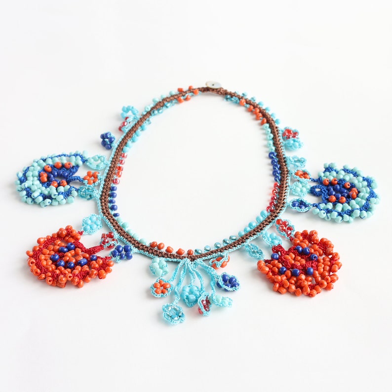Summer Garden Crochet Bead Necklace - Etsy