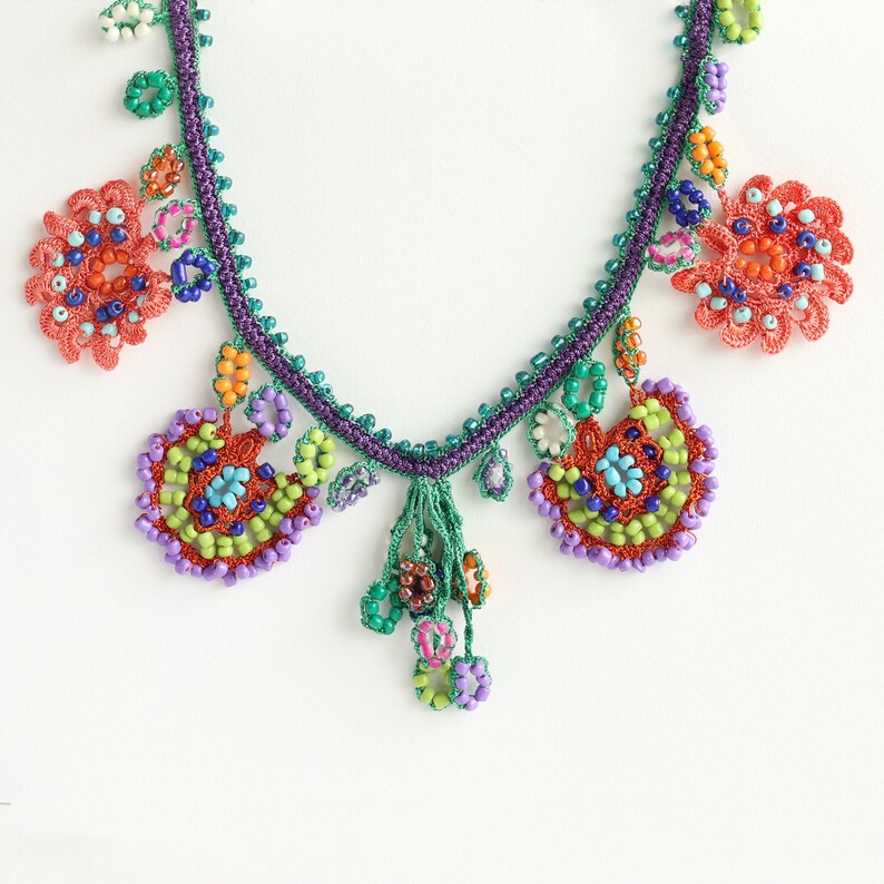 Summer Garden Crochet Bead Necklace - Etsy