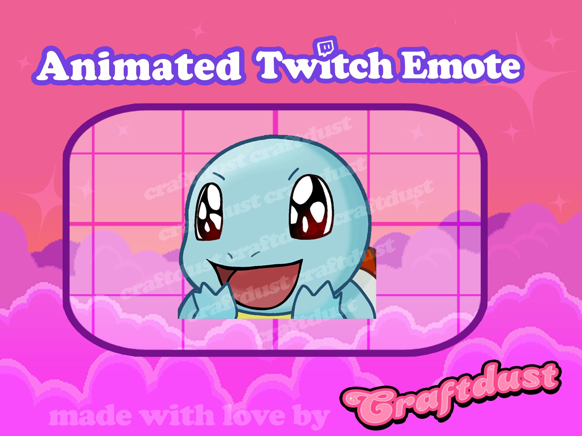 Twitch Discord Animated Emote Squirtle Pokemon Excited Happy Cheer Etsy Canada