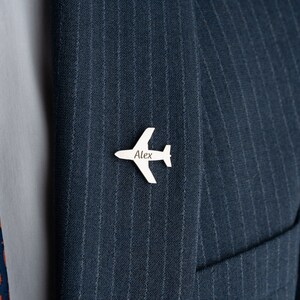 Personalized Name Hostess Jacket Lapel Pin, Custom Name Airplane Brooch ...
