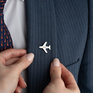 Personalized Name Hostess Jacket Lapel Pin, Custom Name Airplane Brooch ...