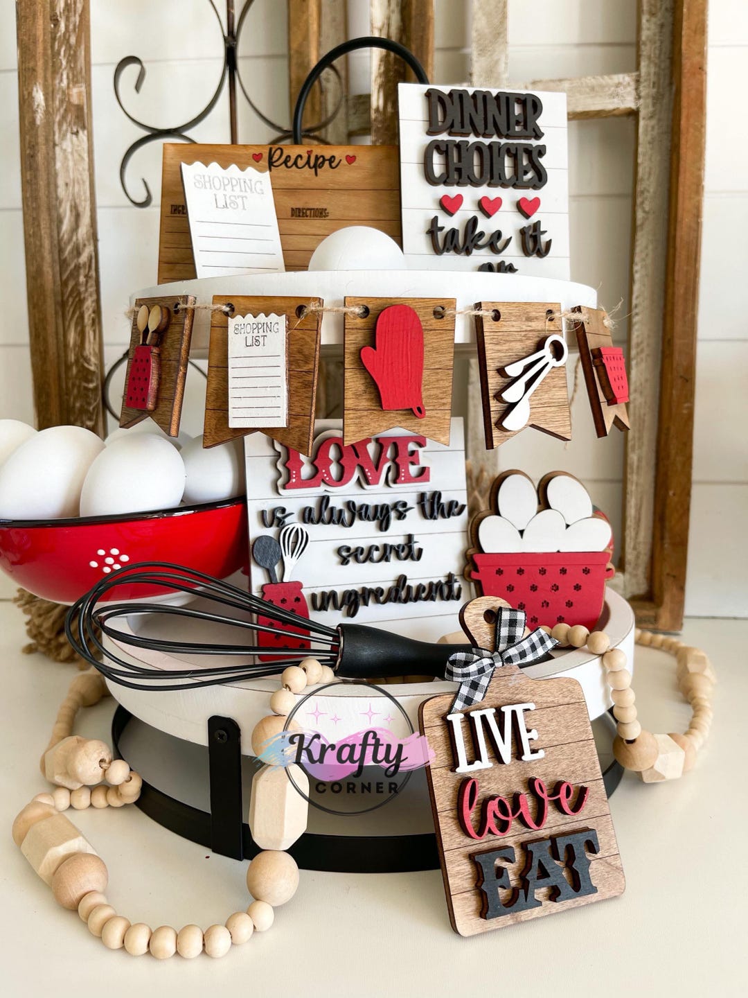 Live, Love, Eat, Tier Tray Decor, DIY Kit, Kitchen Decor - Etsy