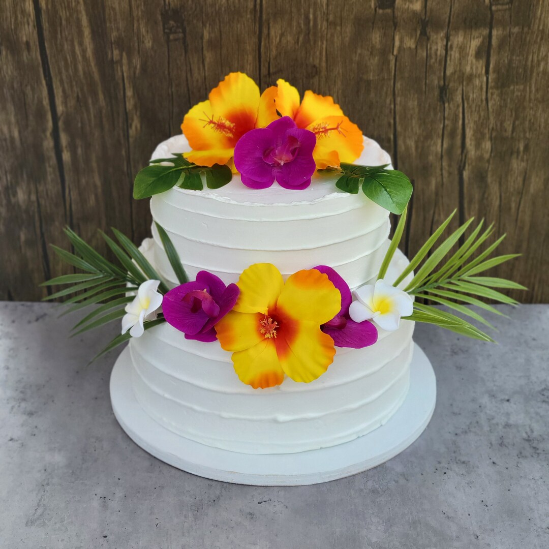 Tropical Cake Topper, Tropical Wedding Cake Topper, Hibiscus Flowers ...