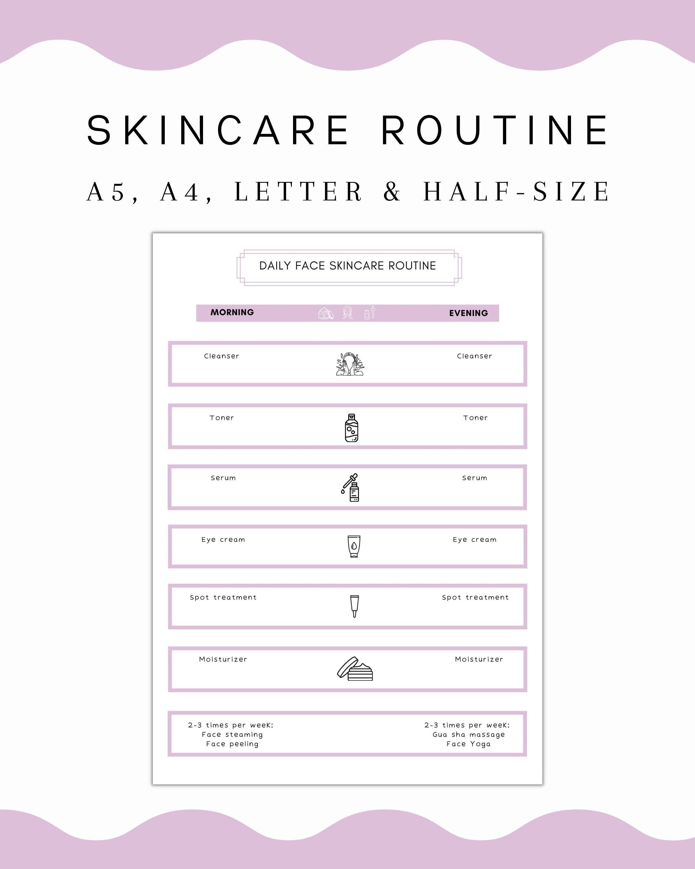PRINTABLE Skincare Routine Daily Skin Care Routine Printable Self Care