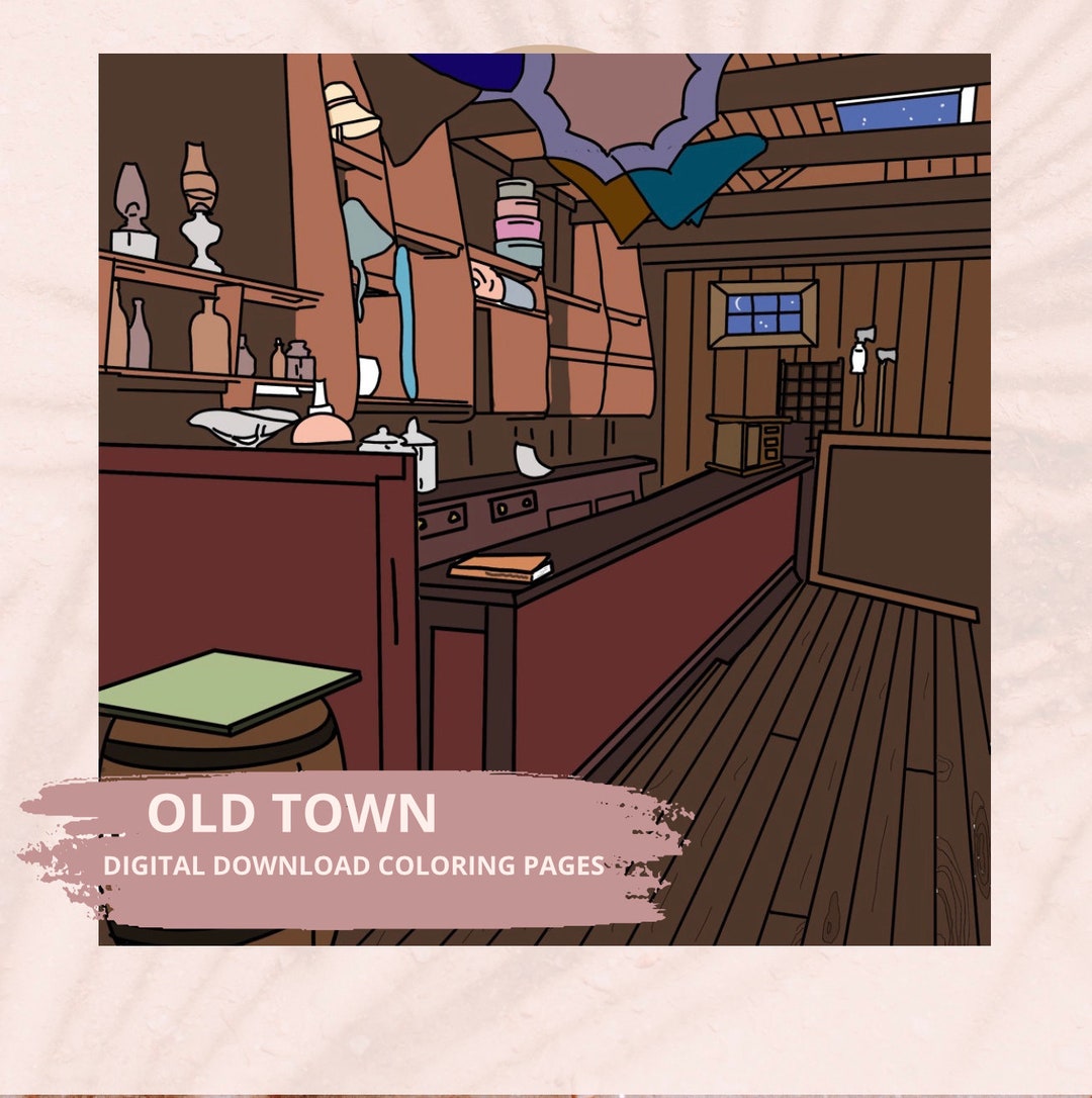 OLD TOWN Digital Coloring Pages - Etsy