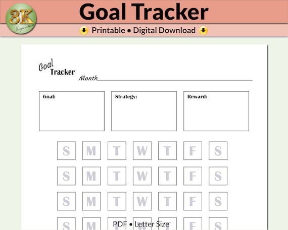 Printable Goal Tracker Digital Download Habit Tracker - Etsy