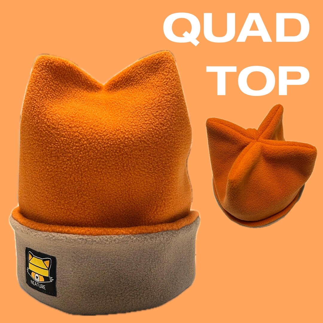NEATURE - Fleece QUAD Top Cap / Four Point Beanie / Soft & Warm (orange ...