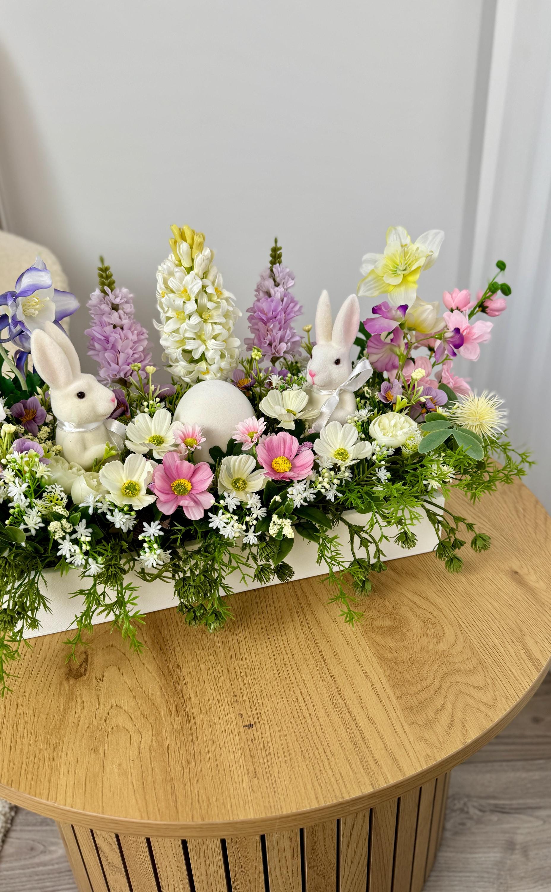 Easter Floral Centerpiece With Rabbits, Spring Table Decor - Etsy