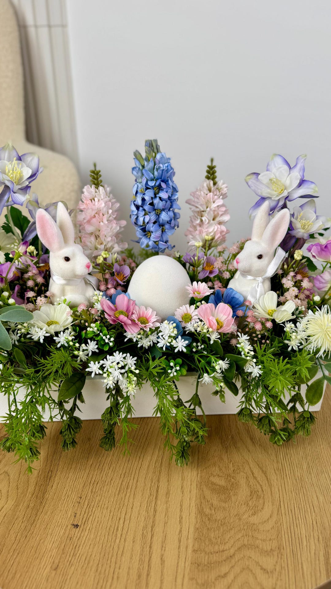 Easter Floral Centerpiece With Rabbits, Spring Table Decor - Etsy