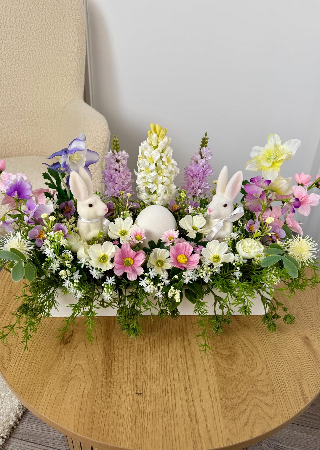 Easter Floral Centerpiece With Rabbits, Spring Table Decor - Etsy