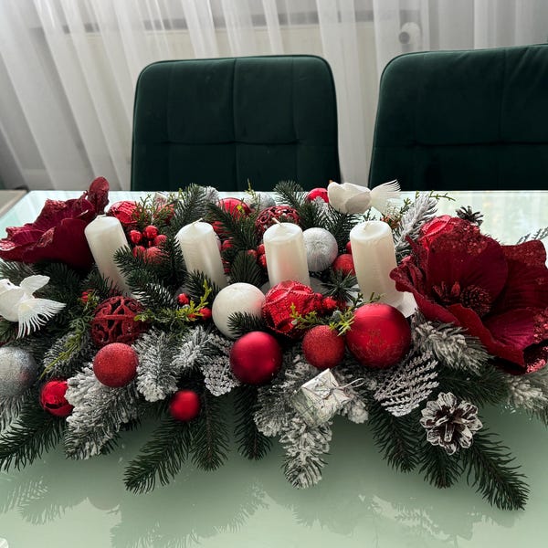 Long Xmas Advent Centerpiece Dining Table Christmas Centerpiece Advent ...