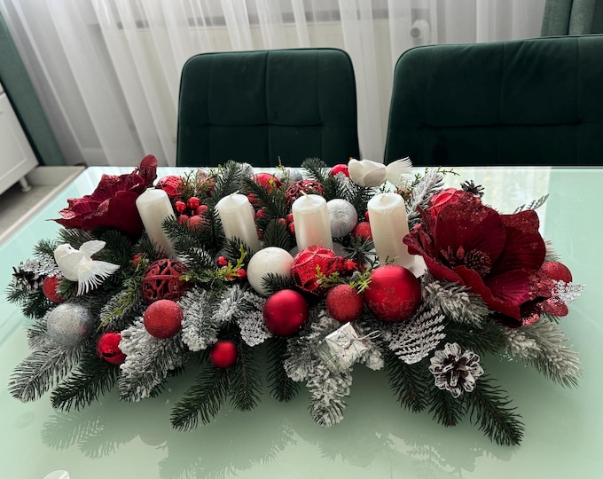 Long Xmas Advent Centerpiece Dining Table Christmas Centerpiece Advent ...