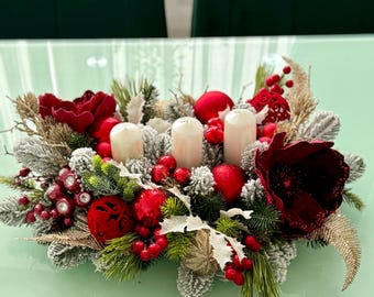 Long Xmas Advent Centerpiece Dining Table Christmas Centerpiece Advent ...