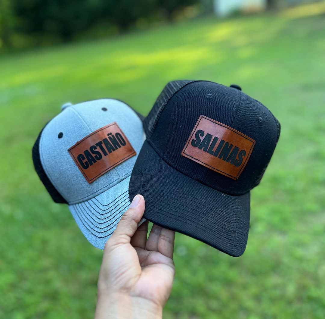 Personalized Name Trucker Hat, Name Leather Engraved Hat, Anniversary ...