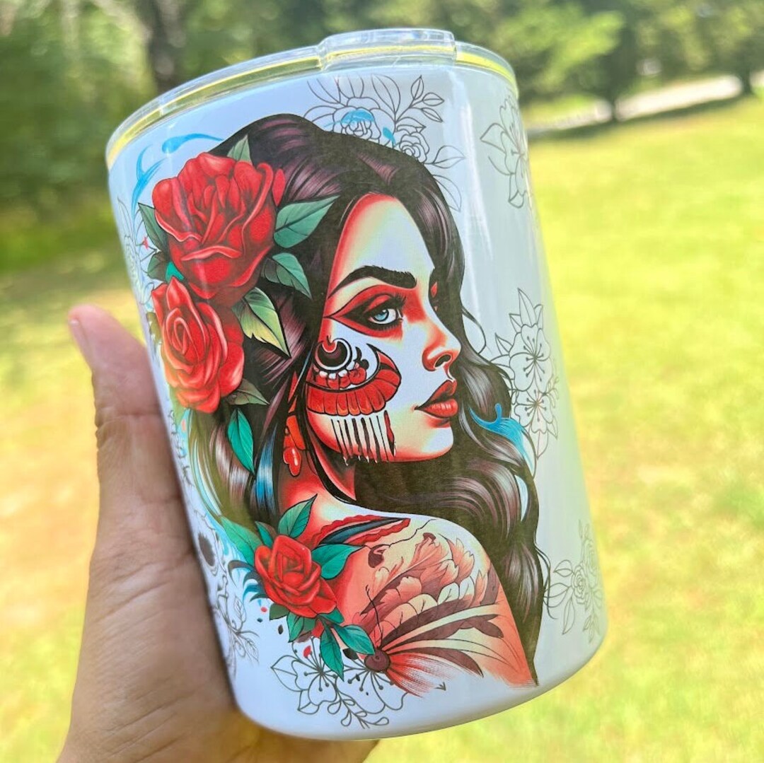 Latina Catrina Tumbler, Day of the Dead, Dia De Los Muertos, Catrina ...