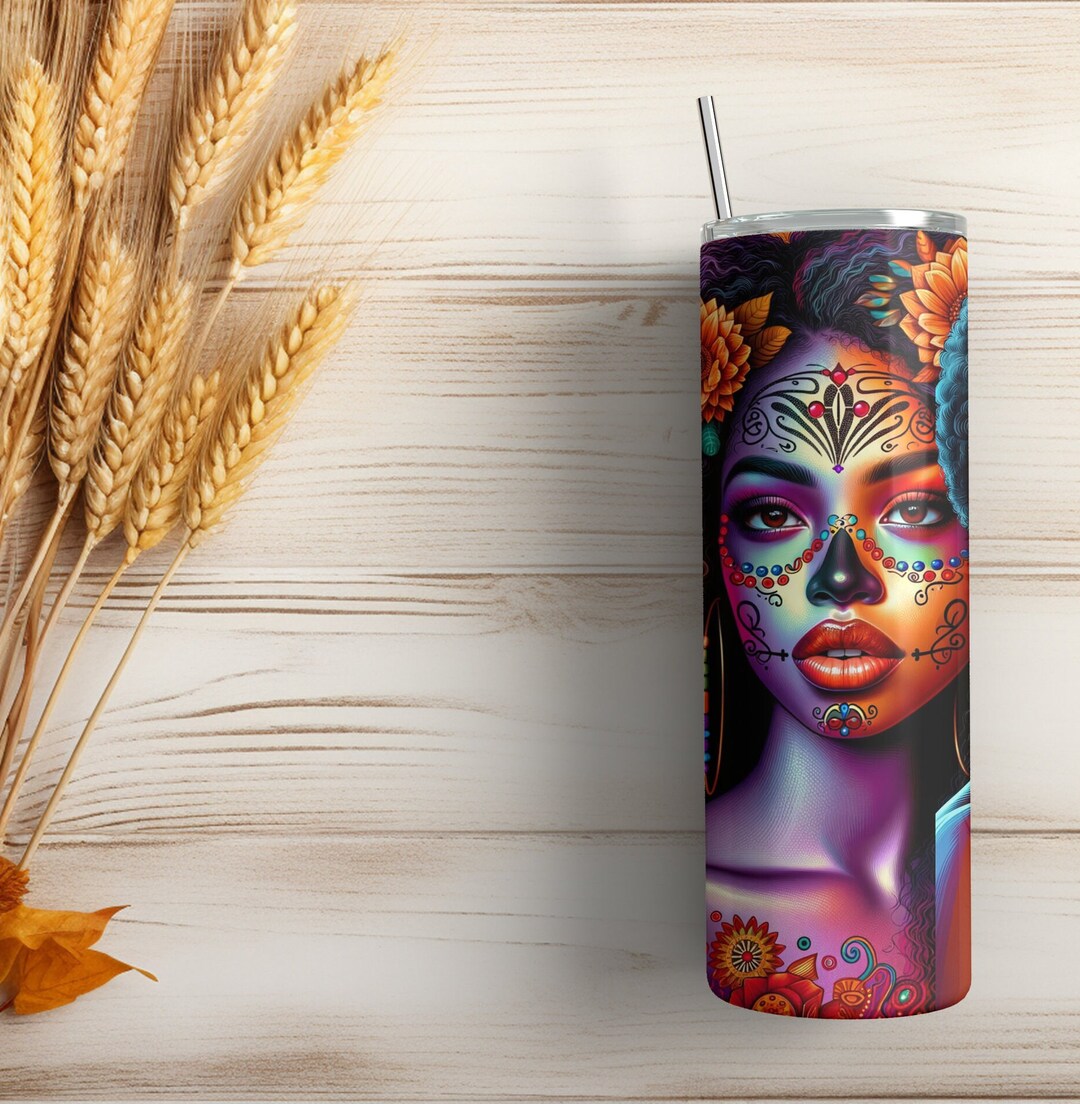 Catrina Afro Mexicana, Latina Catrina Tumbler, Day of the Dead, Dia De ...