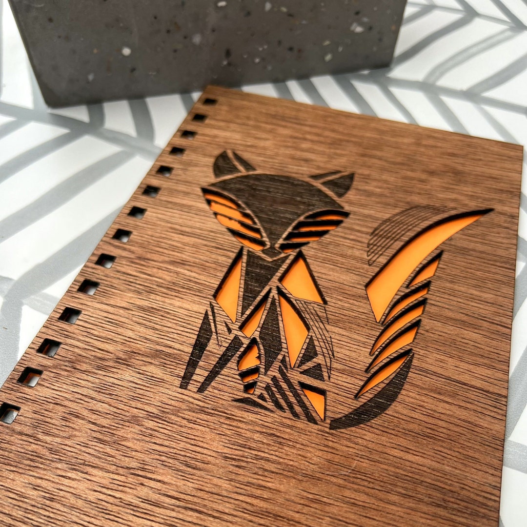 Fox Notebook Personalized, Engraved Wooden Notebook, Gift for Birthday ...
