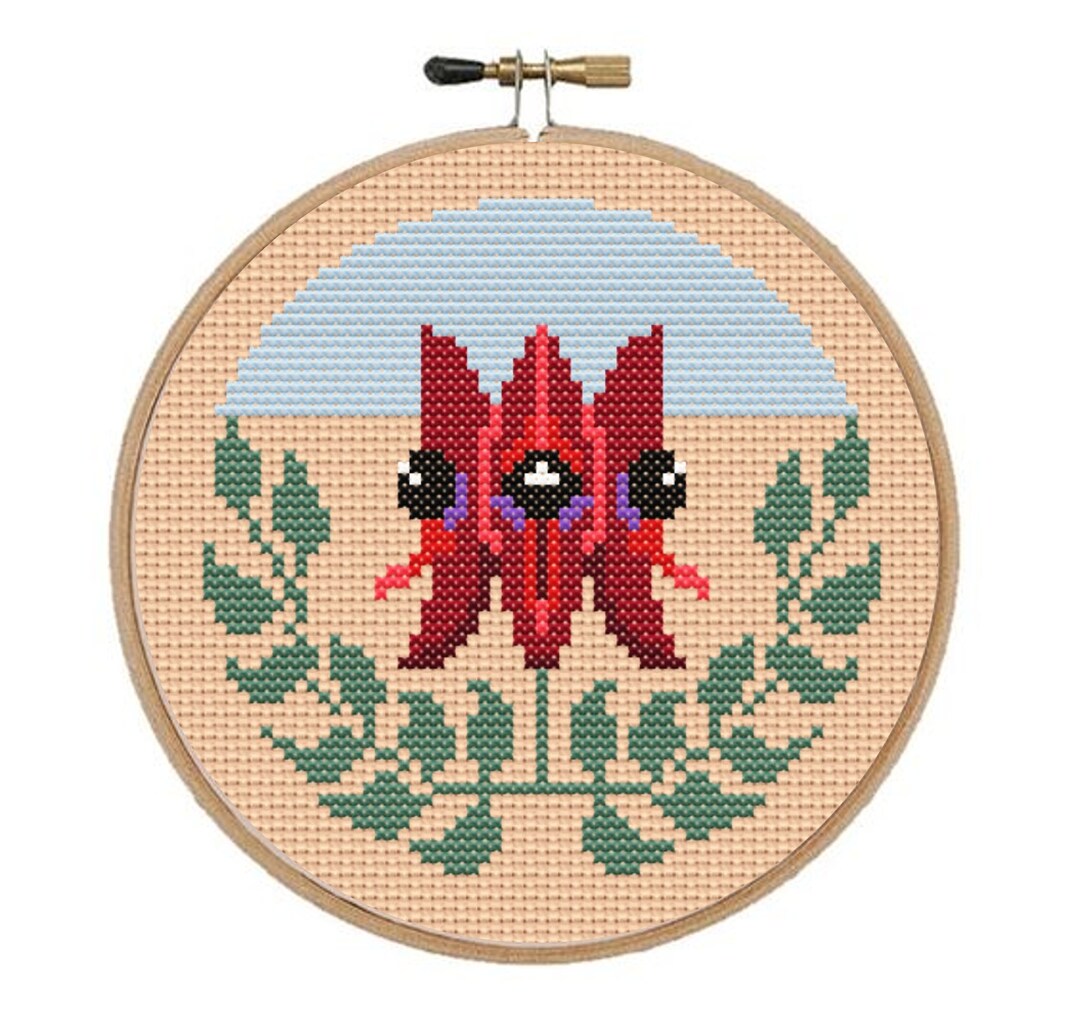 Sturt's Desert Pea Cross Stitch Pattern, PDF Download, Red Wildflower ...