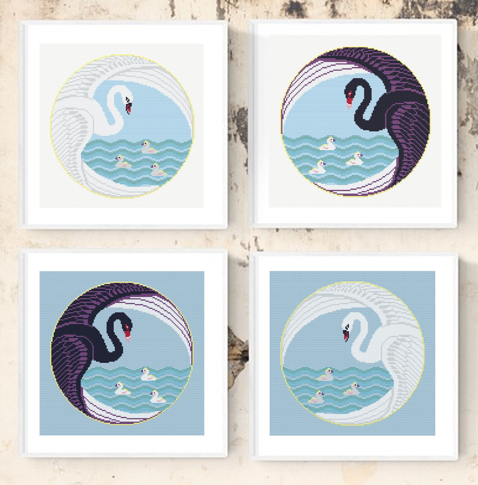 White Swan Cross Stitch Pattern, 10" Hoop, PDF Download - Etsy