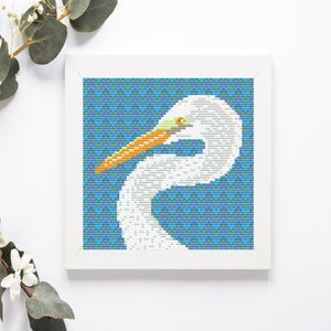 Great Egret Cross Stitch Pattern, Australian Bird, PDF Download - Etsy
