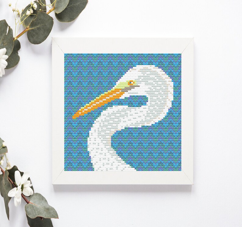 Great Egret Cross Stitch Pattern, Australian Bird, PDF Download - Etsy