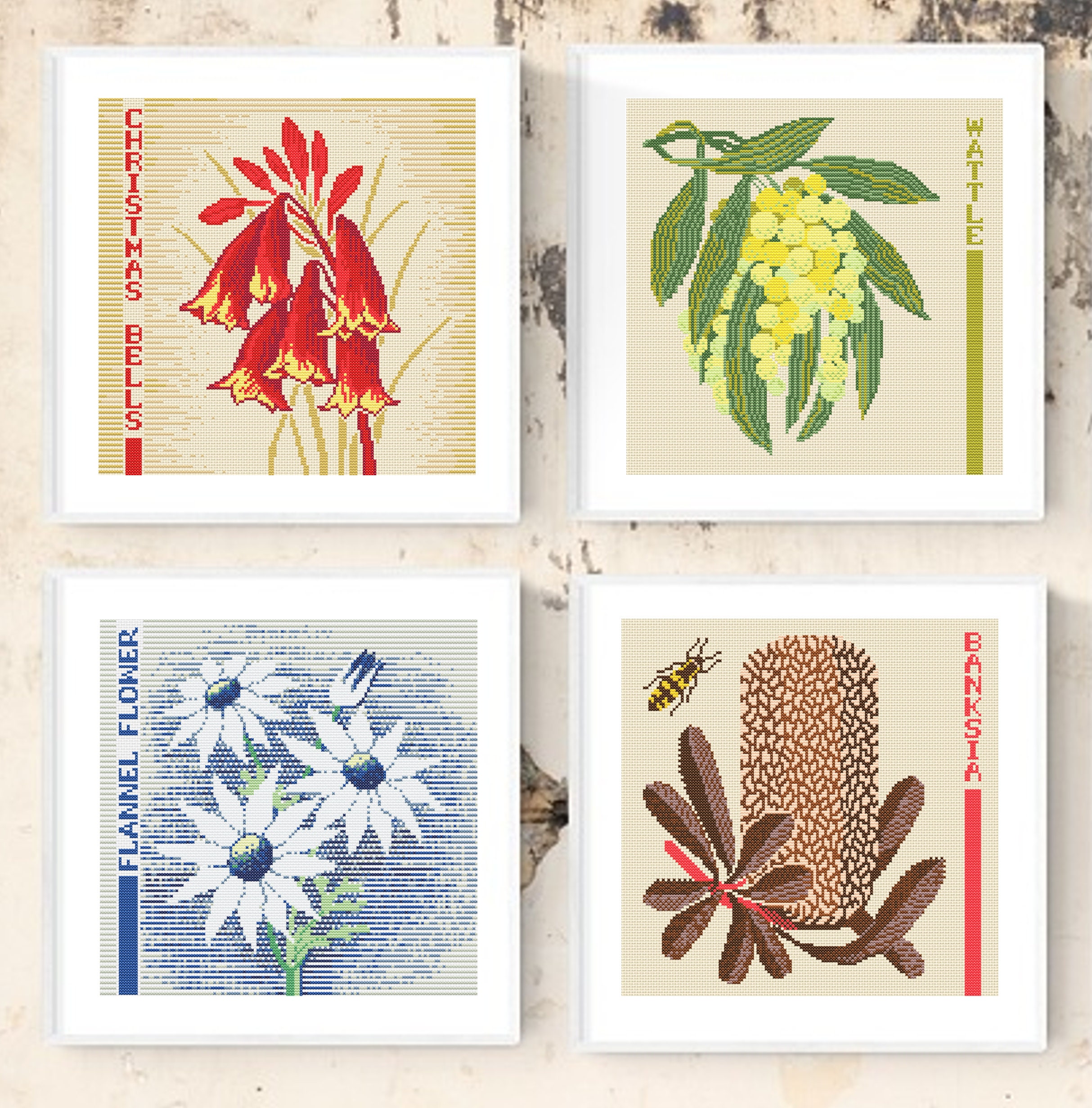 Flannel Flower Cross Stitch Pattern, Australian Stamp, Digital Download ...