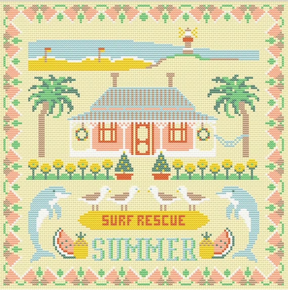 Australian Summer Cross Stitch Pattern, Seasons of the Year, Beach Life ...