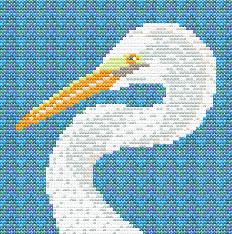 Great Egret Cross Stitch Pattern, Australian Bird, PDF Download - Etsy