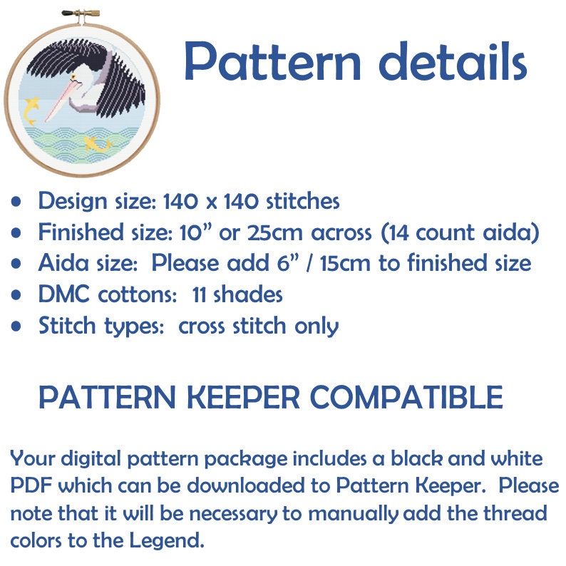 Pelican Cross Stitch Pattern, Australian Bird, PDF Download - Etsy