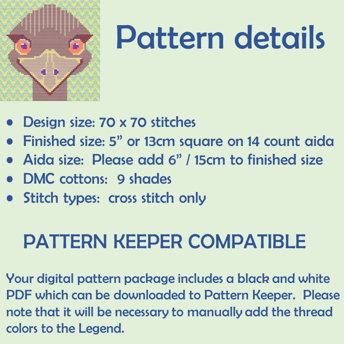 Emu Cross Stitch Pattern: Australian Bird (PDF Download) - Etsy