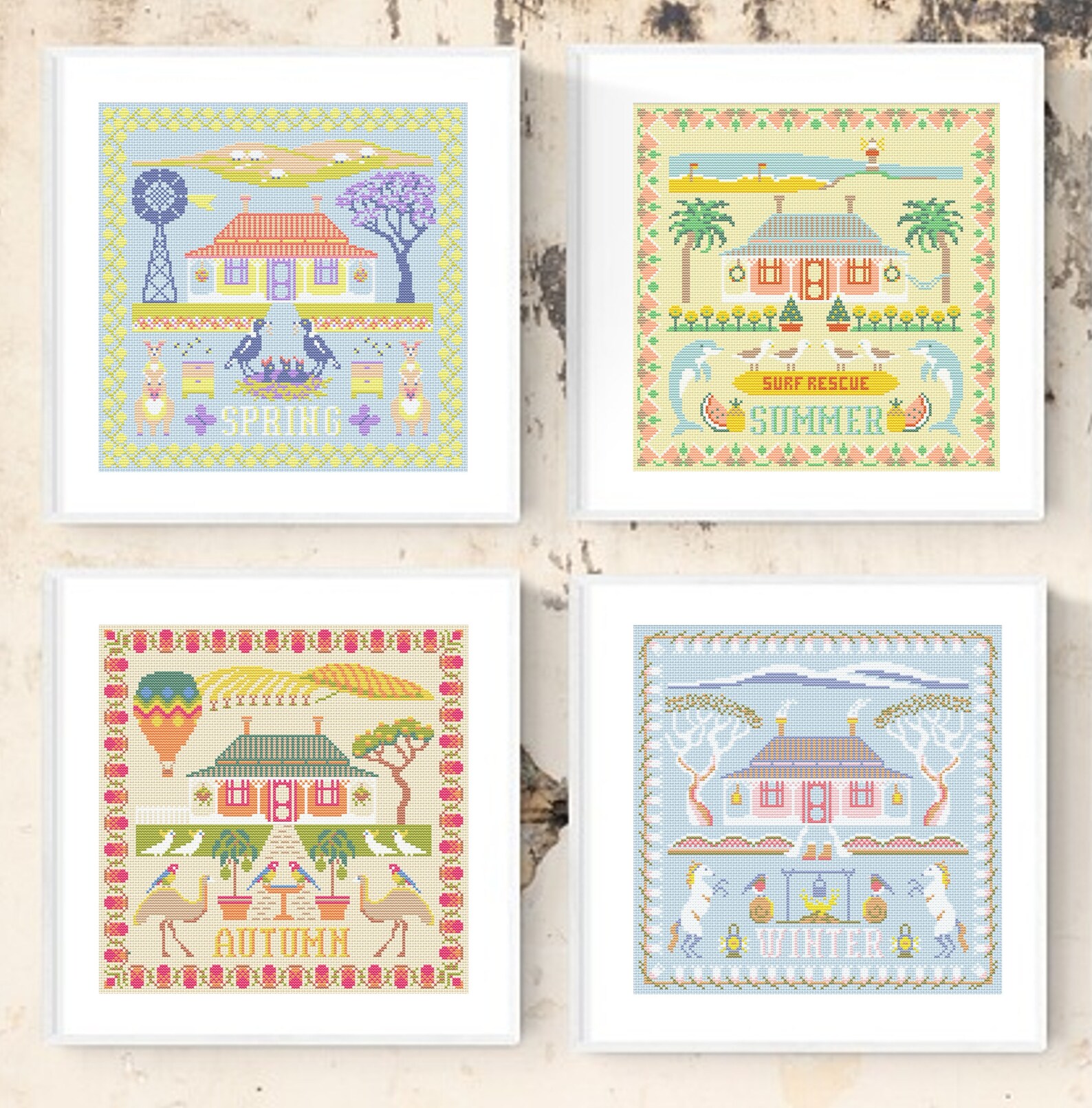 Australian Summer Cross Stitch Pattern, Seasons of the Year, Beach Life ...