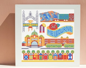 MELBOURNE Australia Metro Map Cross-stitch Pattern PDF Download ...