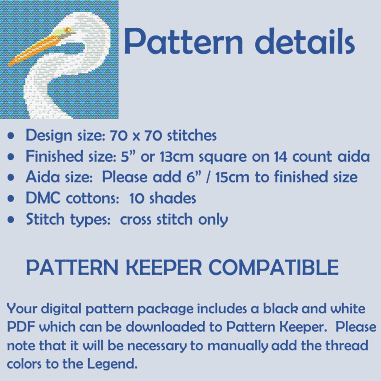 Great Egret Cross Stitch Pattern, Australian Bird, PDF Download - Etsy