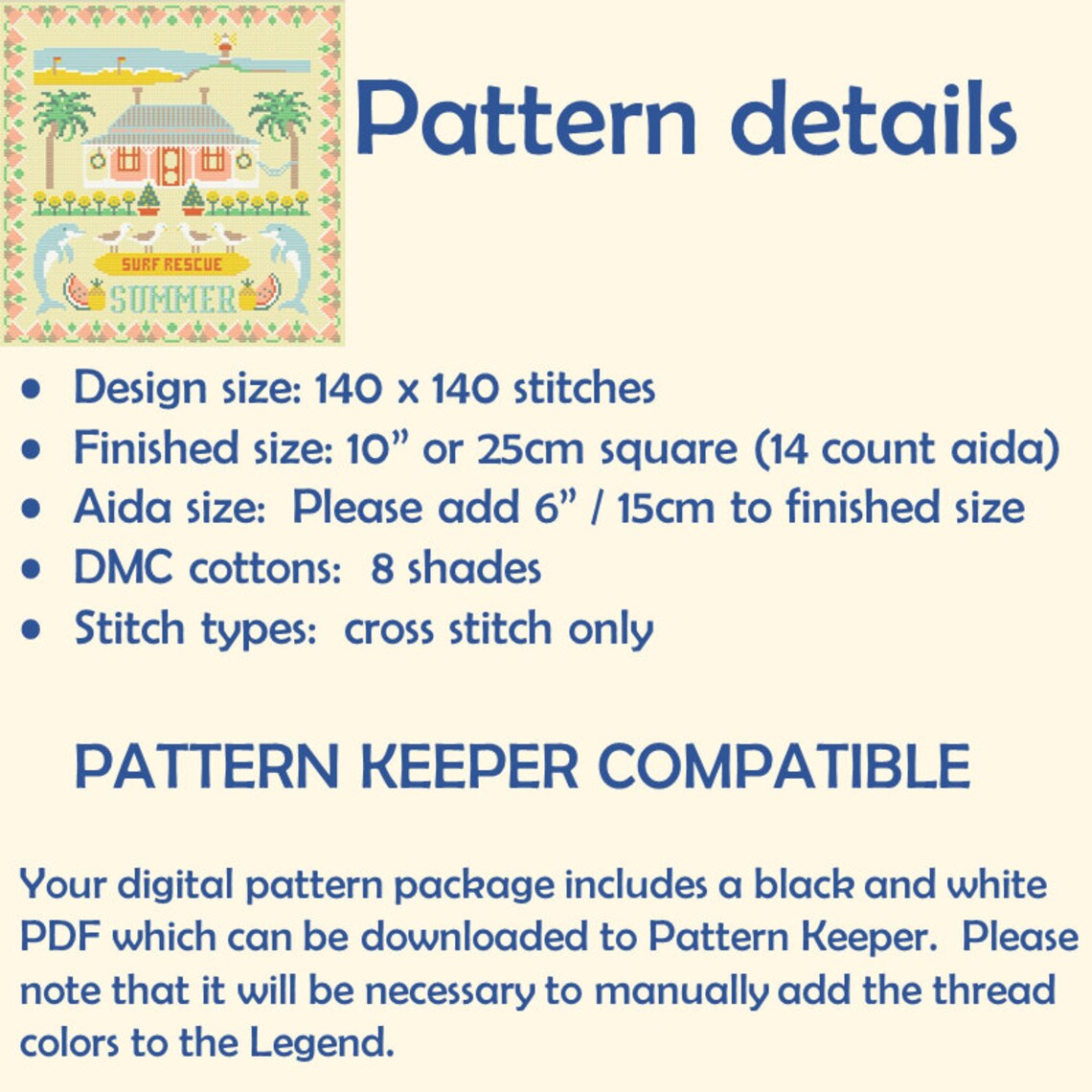 Australian Summer Cross Stitch Pattern, Seasons of the Year, Beach Life ...