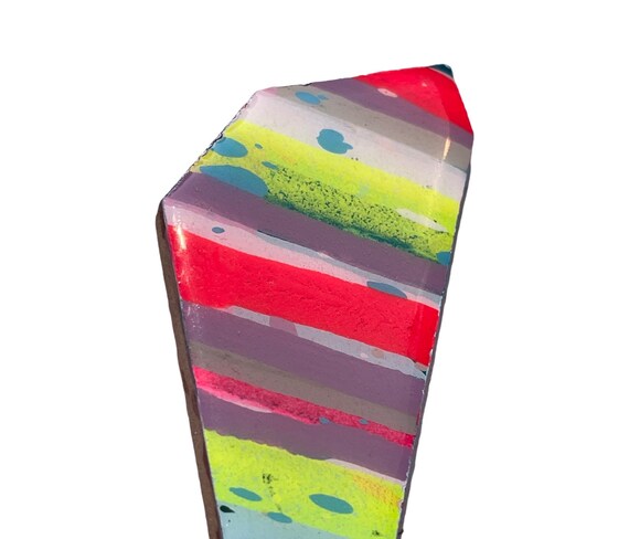 Large Vintage Mod Pop Art Geometric Neon Pin Brooch H… - Gem