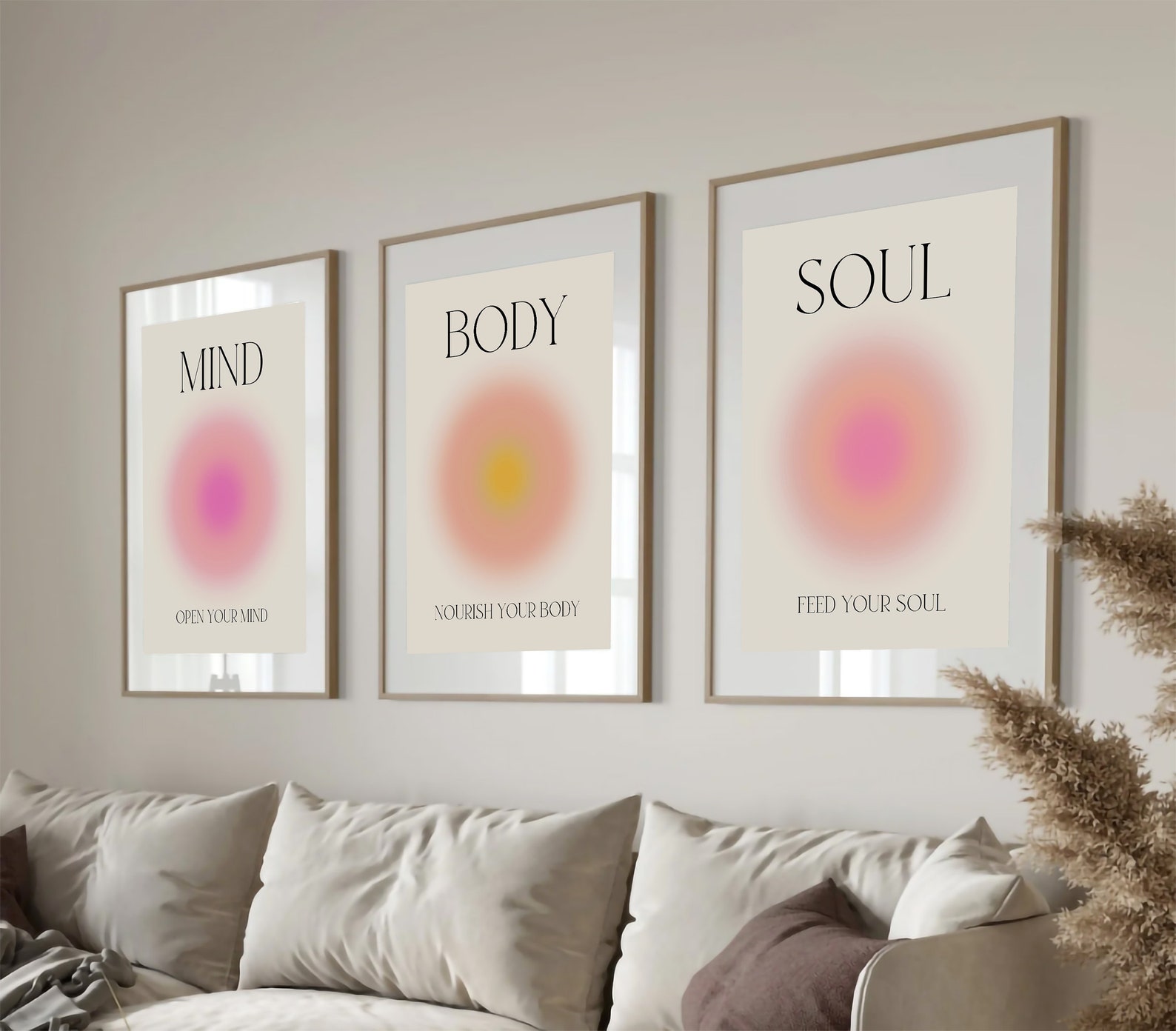Mind Body Soul Aura Poster 3 Piece Wall Art Aura Energy - Etsy