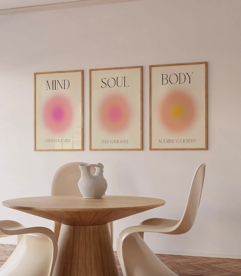 Mind Body Soul Aura Poster 3 Piece Wall Art Aura Energy - Etsy